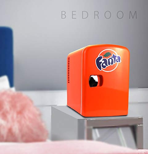Coca-Cola Fanta FA04 4 Liter/4.2 Quarts 6 Can Portable Mini Cooler/Fridge for Food, Beverages, Orange
