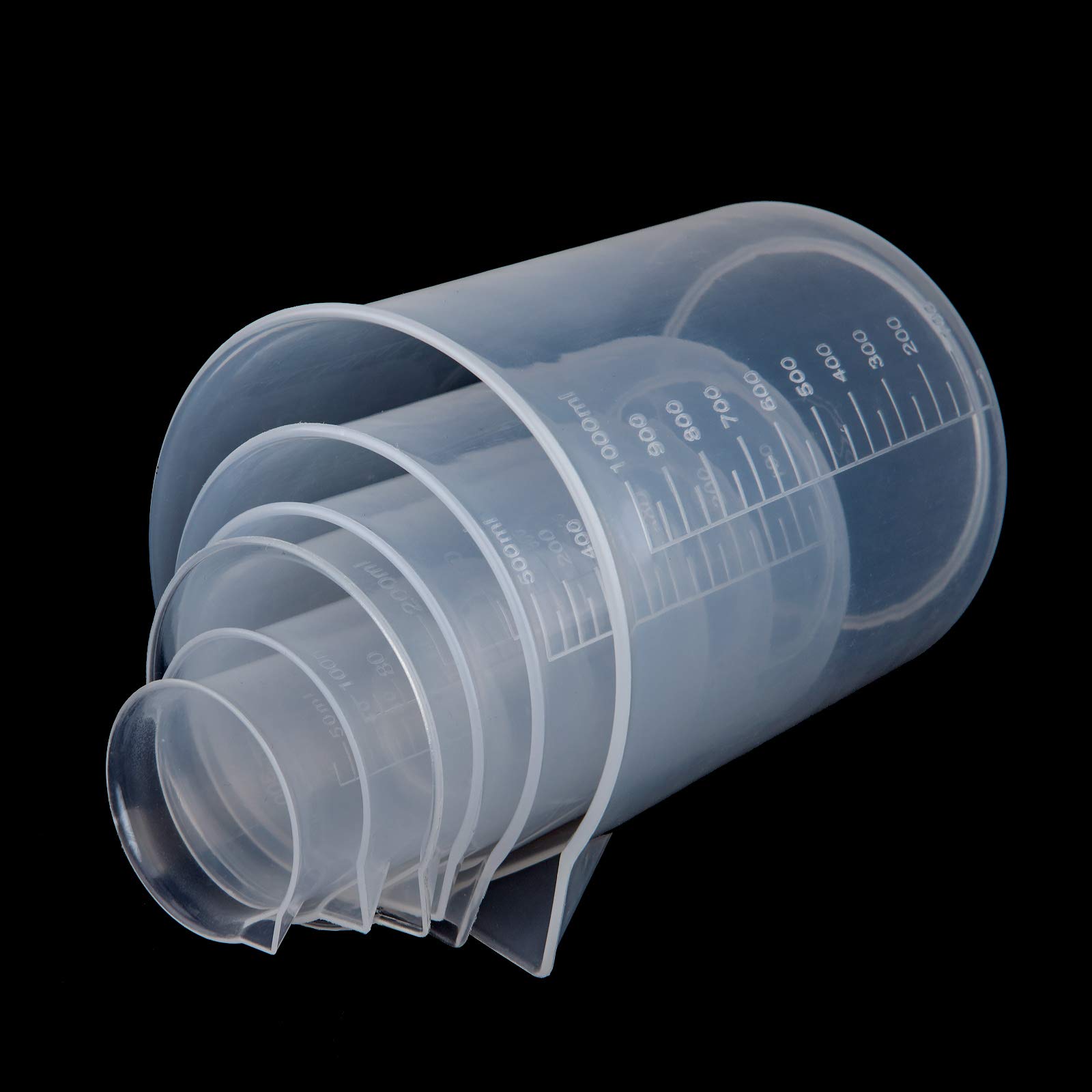 Coopay 12 PCS Plastic Beakers Plastic Graduated Cups Clear Multipurpose Measuring Cups Epoxy Mixing Cups, Liquid Container Beakers in 50ml/100ml/200ml/300ml/500ml/1000ml for Resin, Epoxy, Mixing Paint
