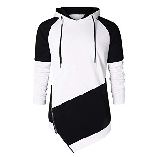 Hoodies for Men Thenlian Man Autumn Spring Patchwork Long Sleeve Hoodies Sweatshirt Blouse Shirt(Black, XL)