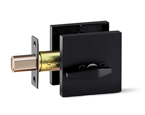Berlin Modisch Single Cylinder Deadbolt Lock Slim Square for Front Door Modern Contemporary High Security Heavy Duty β Iron Black Finish