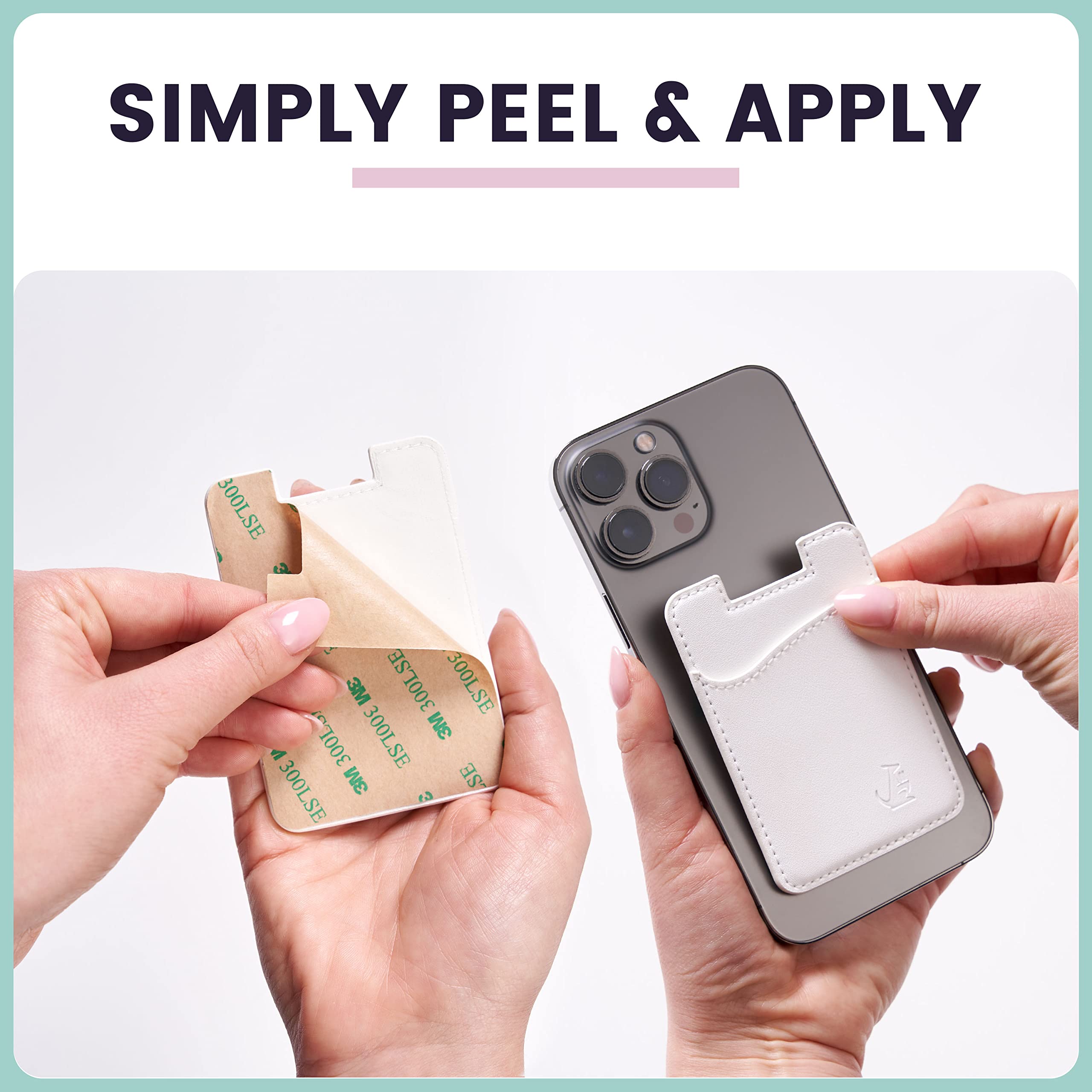 Premium Leather Phone Card Holder - Stick On Wallet for iPhone and Android Smartphones - Minimalist Style with Non-Slip Lining Secures Up to 3 Cards Kangaroo