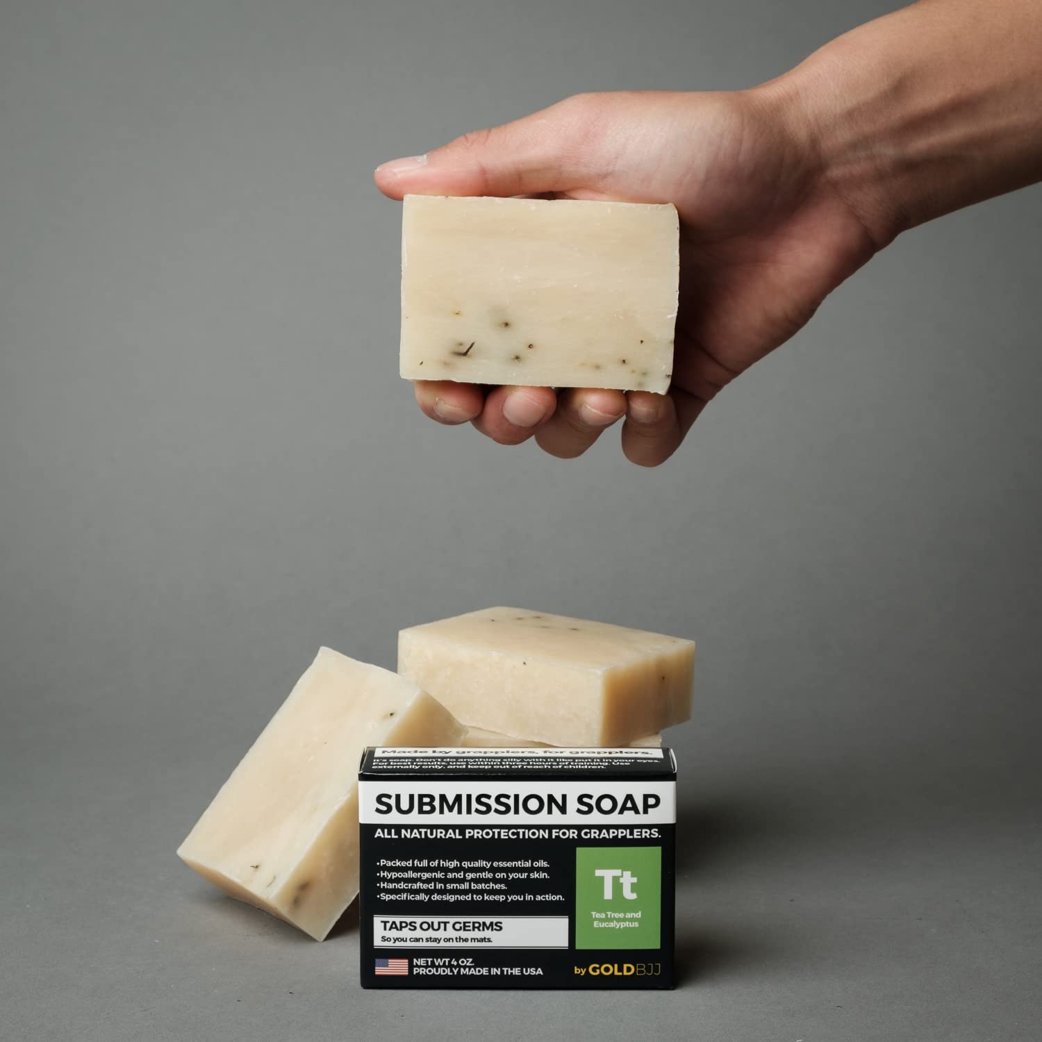 Premium Tea Tree Oil Soap - USA Made Bar Soap for BJJ, Jiu Jitsu, Wrestling, and Grappling (2-Pack of 4 Ounce Soap Bars, Classic Tea Tree)