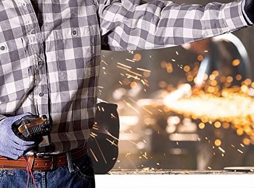 BOCOMAL FR Shirts Flame Resistant Plaid Shirt NFPA2112/CAT2 7.5oz Fire Resistant Gray/White Men's Fire Retardant Welding Shirt