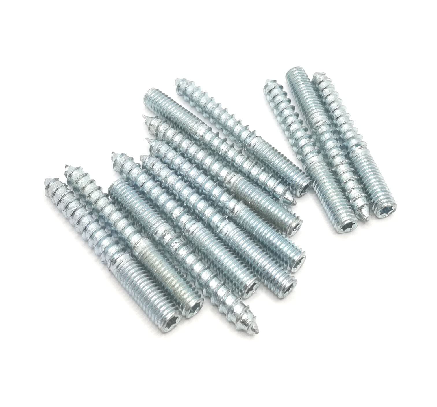 Haozheng Hanger Bolt M6x50 Silvery Double Headed Bolt Self-Tapping Screw for Furniture 12Pcs