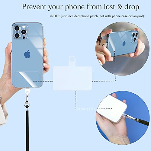 BERITNI Universal Cell Phone Tether Tab, 4 Pack Phone Lanyard Patch, Upgrade One-Piece Silicone Phone Lanyard Insert, Phone Lanyard Tab for Most Smartphone, Clear + Pattern