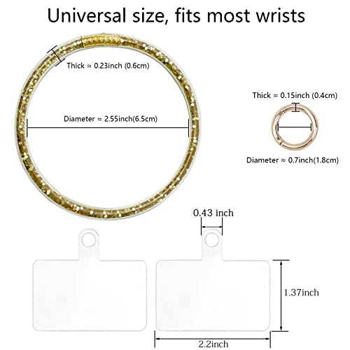 BERITNI Wrist Lanyard, Fashion Bling Phone Lanyard Wrist Strap Keychain Holder, Cell Phone Wrist Strap Loop, Silicone Phone Wristlet Charm Compatible with iPhone, Smartphones, Yellow + Gold
