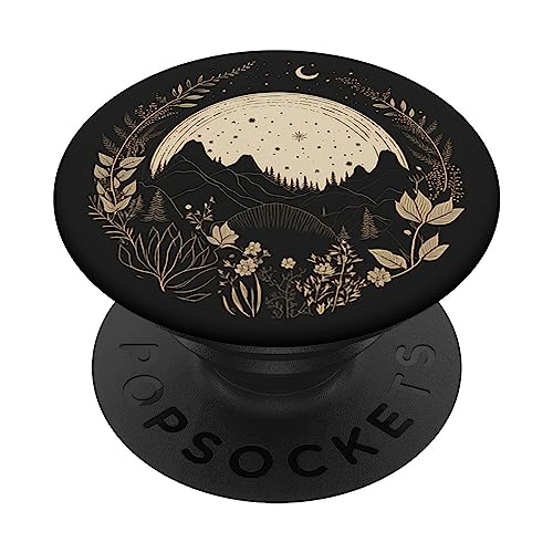 Boho Chic Floral Forest Nature Mountain Moon Hiking Camping PopSockets Standard PopGrip