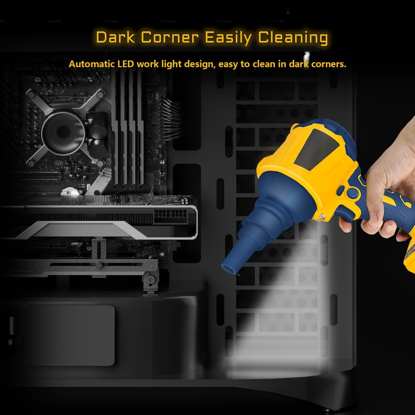 Cordless Air Pump Air Duster Compatible with Dewalt 20V Battery(Tool Only), Handheld Brushless Compressed Air Mattress Pump Air Blower w/ 3 Speeds & 7 Nozzles & 336MPH for Home Cleaning, Outdoor