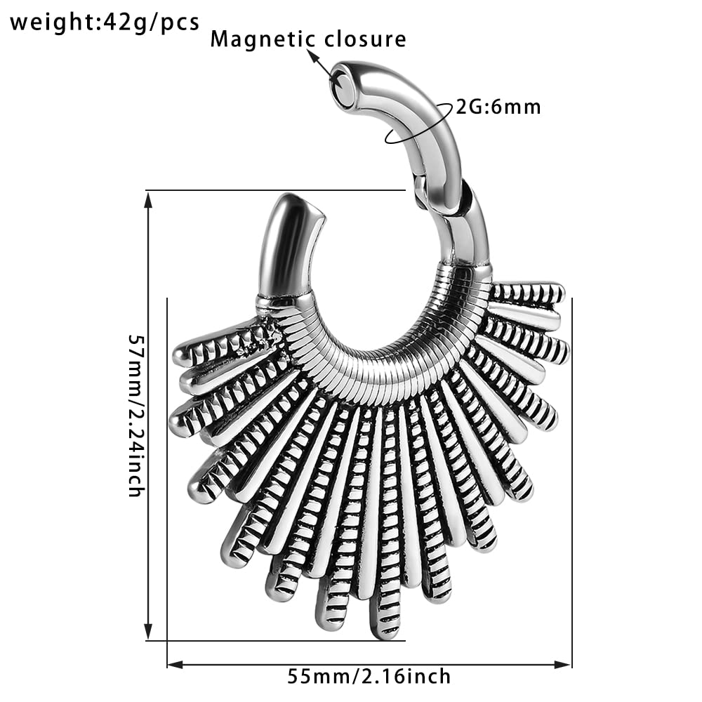 Atomhole Cool Ear Hangers Weights Gauges 2PCS Hypoallergenic Ear Tunnels Plugs 316 Stainless Steel Earrings Expanders Stretchers Piercing Body Jewelry