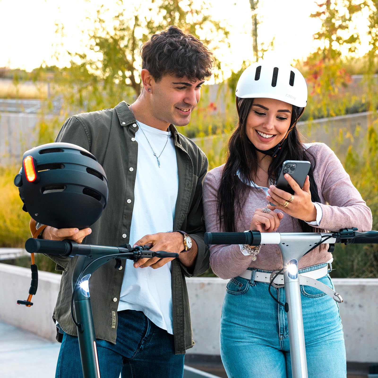 Atomi Bike Helmet - Rechargeable Back LED Helmet Light - CPSC Certified Bicycle Helmet - Electric Scooter Helmets for Adults with Adjustable Strap - Bright Lights Get Noticed