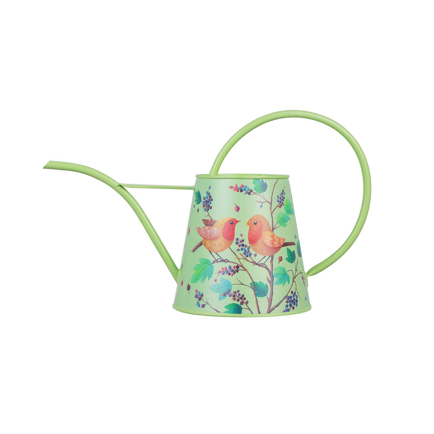Berry&Bird Long Spout Watering Can for Garden Lawn House Indoor Outdoor Metal Sprinkling Pot in British Bloom Style for Plant Flower Bonsai 2 Liter/67.6 Fl Oz