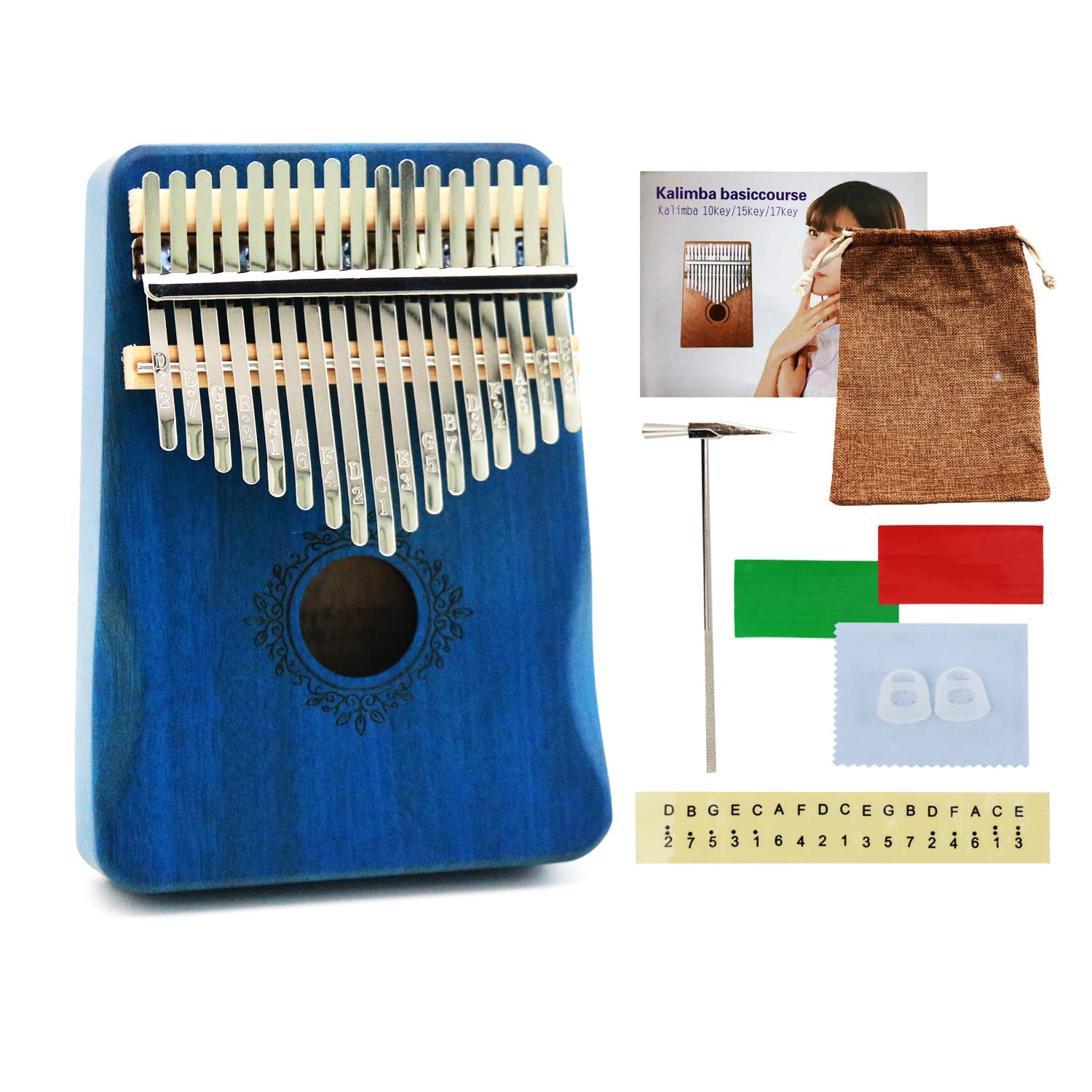 Auroal Thumb Piano 17 Key, Finger Piano, Gift For Kids Adult Beginners Professional(Brown)
