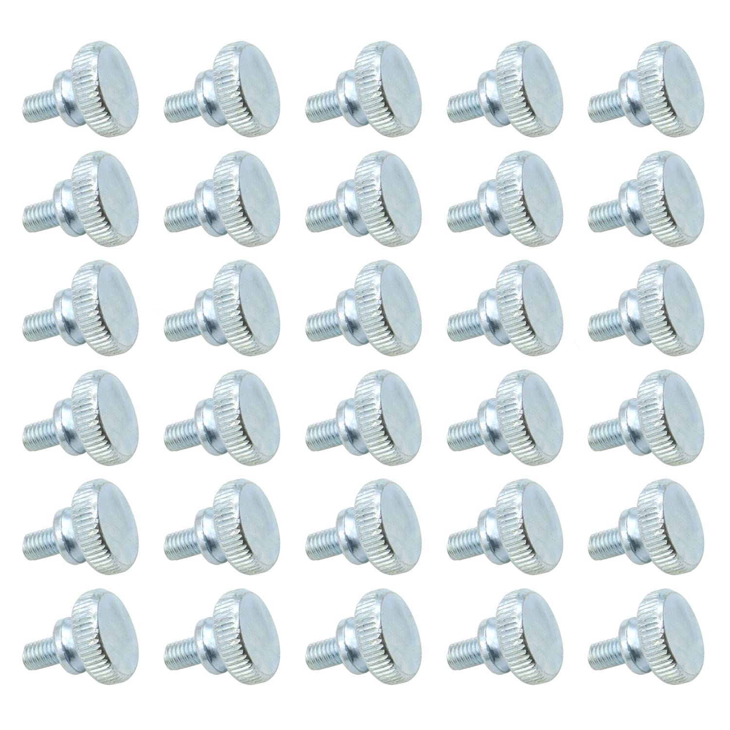Asamuyu 30 Pcs Flat Knurled Head Fully Threaded Thumb Screws Bolts Fastener,Thumbscrew Threaded Knurled Grip Knobs Thumb Screw