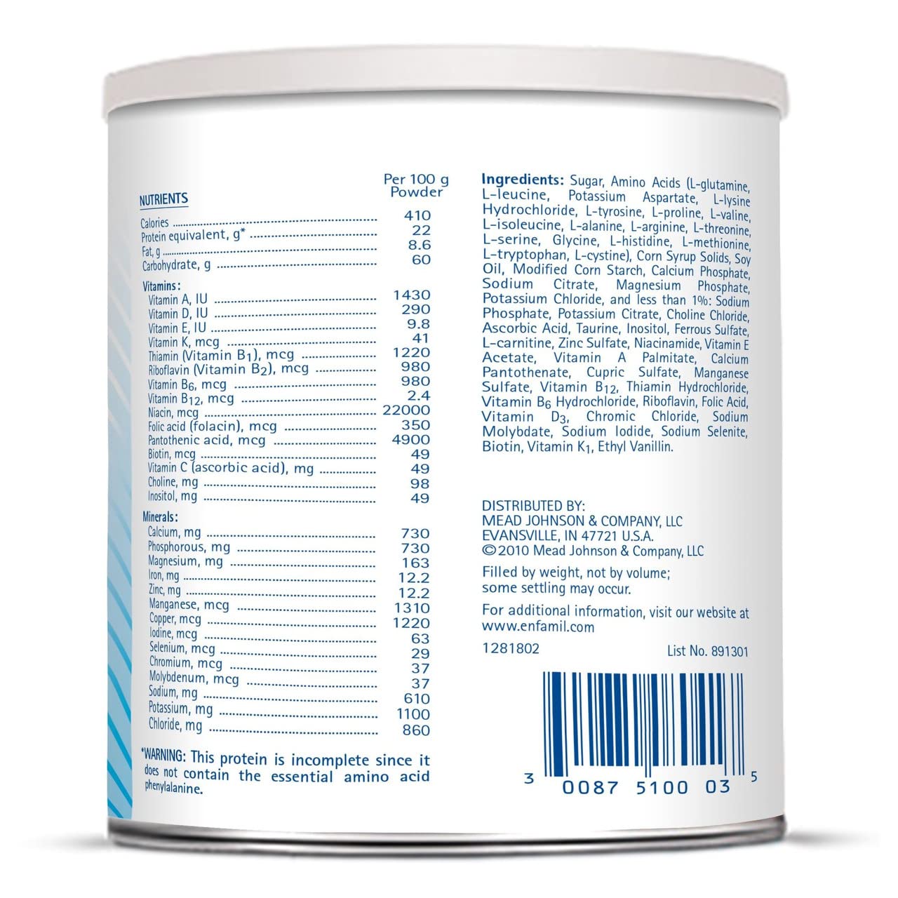 Mead Johnson Phenyl-Free 2 Medical Food Powder Child/Adult 1 lbs (454 g)