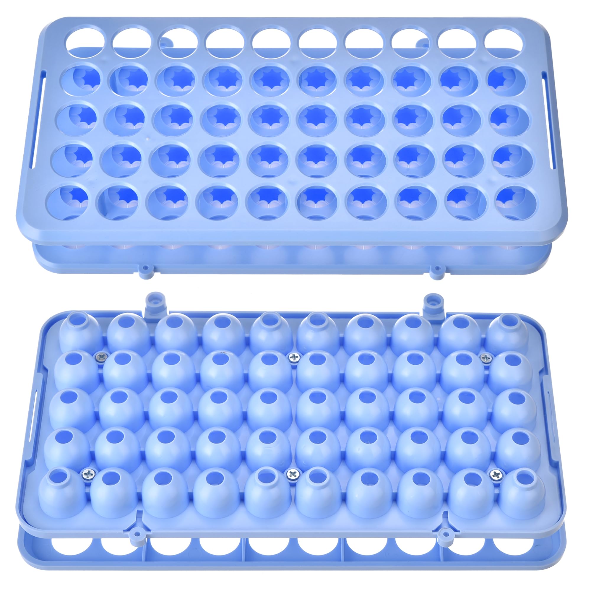 BIGLEE Plastic Test Tube Holder Rack with Silicone Pad for Test Tubes with a Diameter of Less Than 18MM, Detachable,Holes 50 (1 Pack)