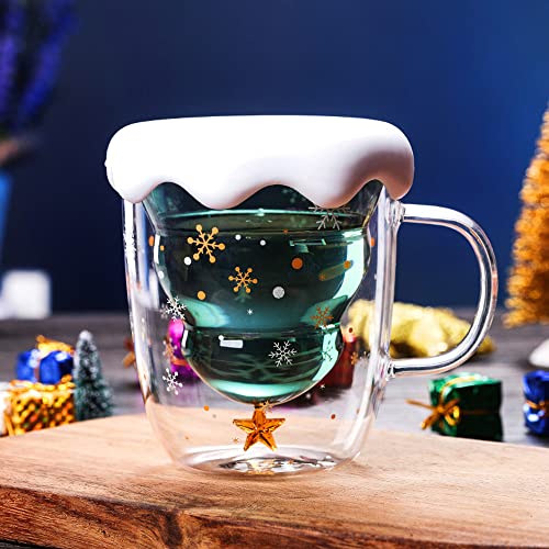Binoster Cute Mugs Christmas Coffee Mug, Tea Cup, Milk Cup Glasses Double Wall Insulated Glasses Espresso Cup, Best Christmas for Women,Men,Kid, Office and Personal