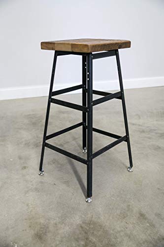 Barstool, Counter stool, Backless Stooll, Commercial Barstool, Reclaimed wood Industrial Steel, Made in the USA, Free Shipping
