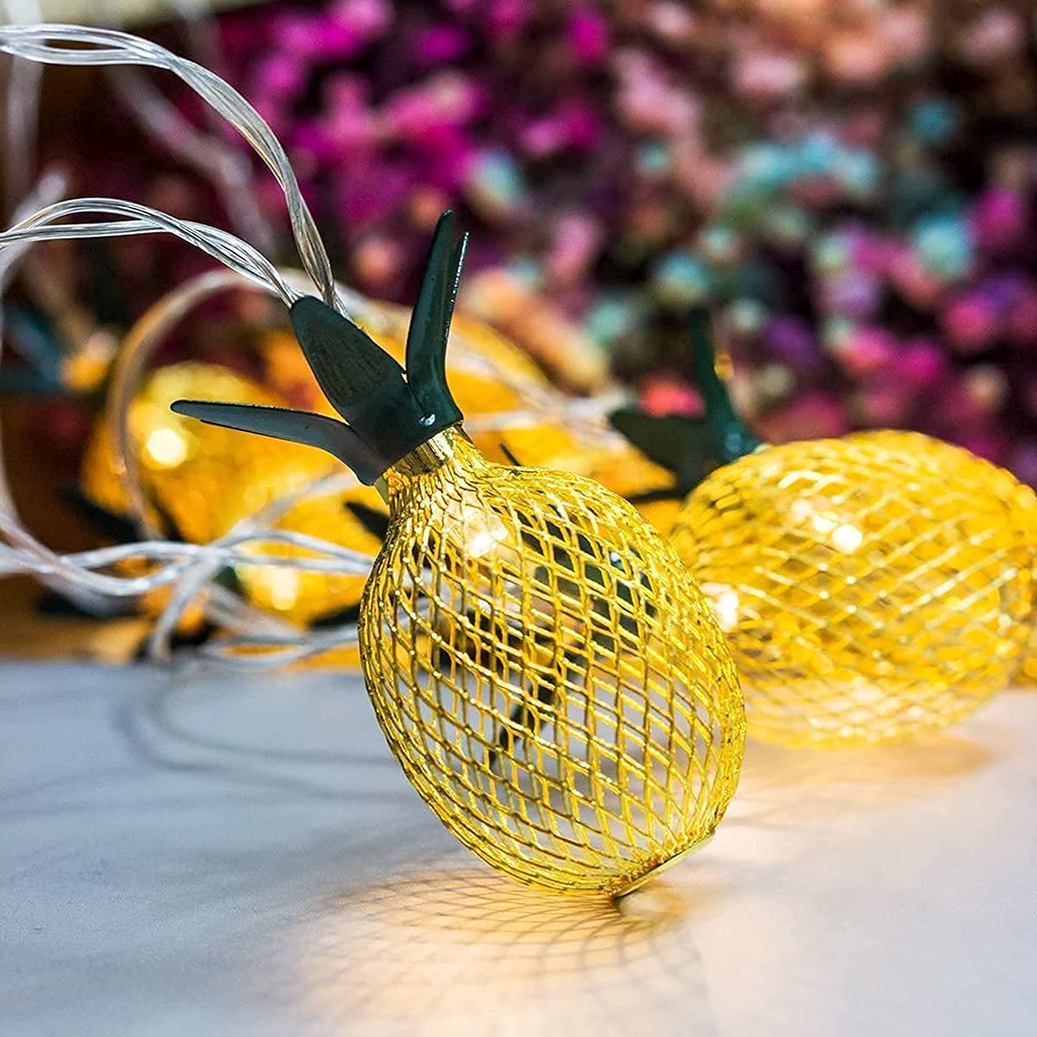 ZYPNB 20LED Solar String Lights Outdoor, 16ft Metal Pineapple Shape Solar Garden Light, Waterproof Solar Powered Hanging Light for Outdoor Garden Decoration Home Party Lamp