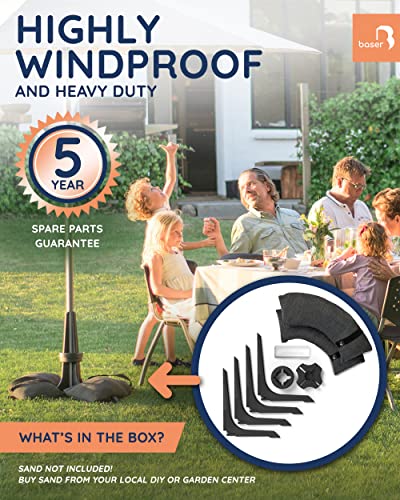 Baser Patio Umbrella Base w. fillable Sandbag Weights 110 LBS, up to 11.5 ft Patio Umbrella, Made of Recycled Materials in Denmark