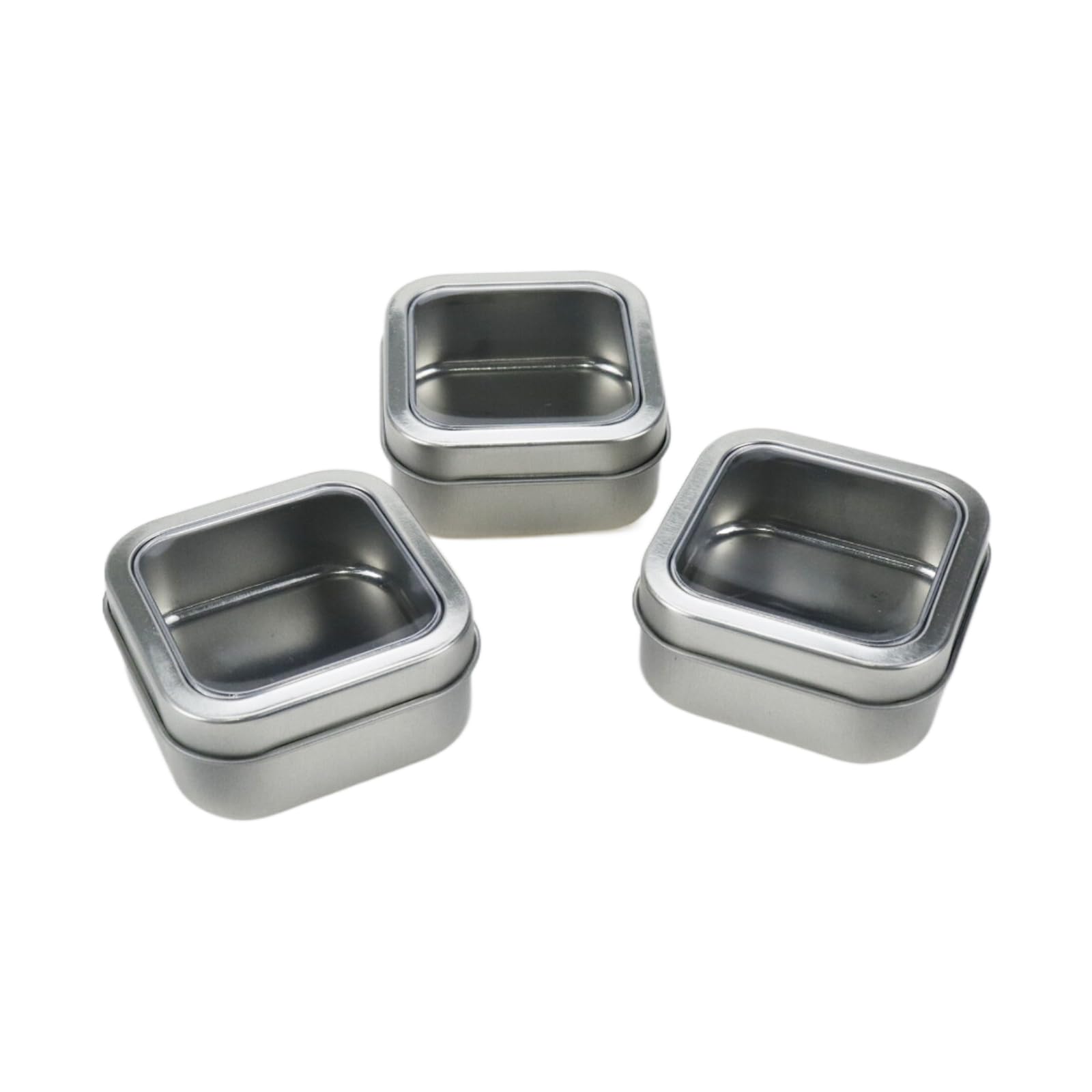 Coshar 10pcs Square Metal Storage Organizer Mini Tin Box with Clear Window Lids for Candy, Candles, Lip Balms and Solid Perfumes (Silver)