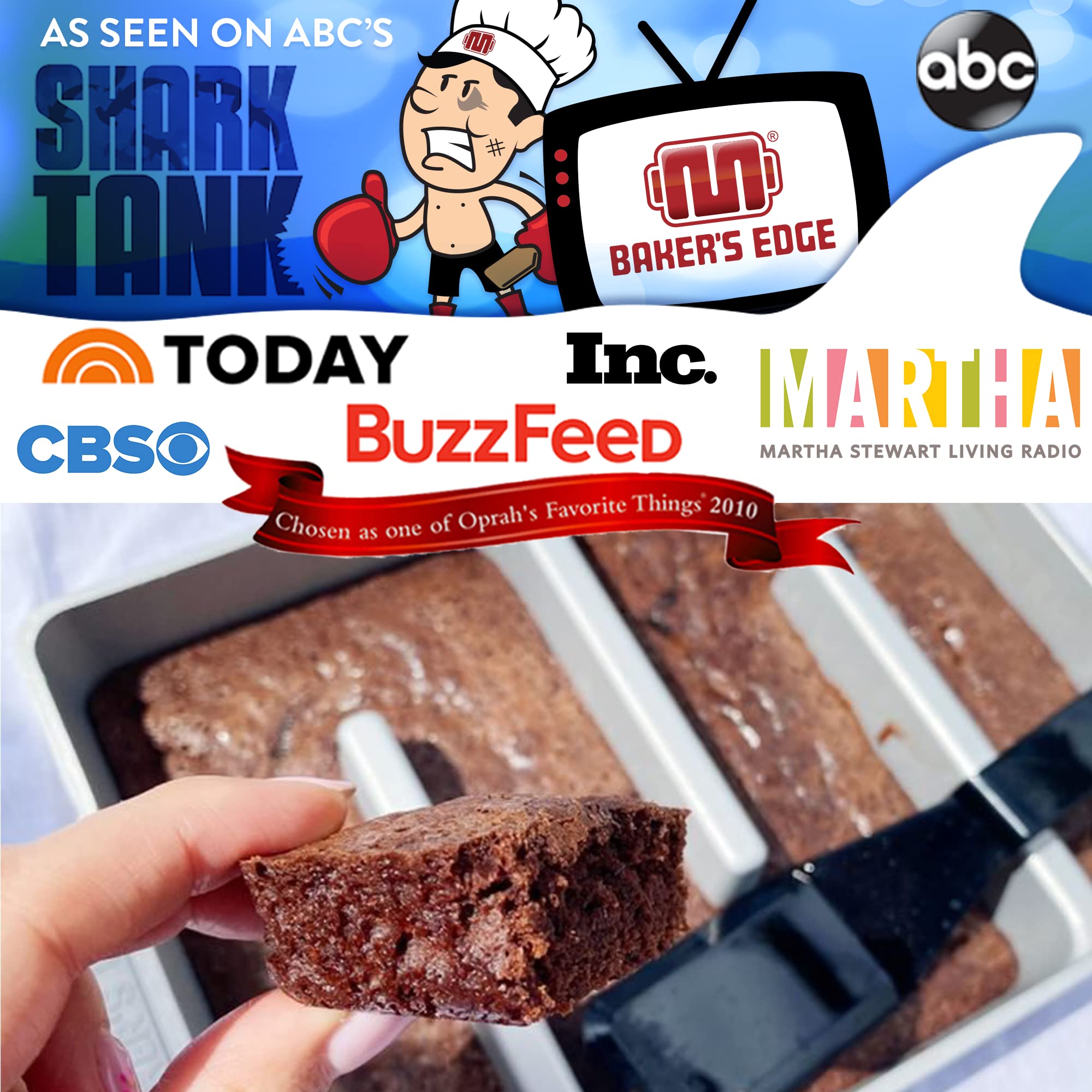 Baker's Edge Brownie Pan, The Original All Edges Brownie Pan for Baking | Premium Doble Nonstick Coating, Heavy Gauge Cast Aluminum Construction, Rectangular 9x12β Size Baking Pan - US Patented Design