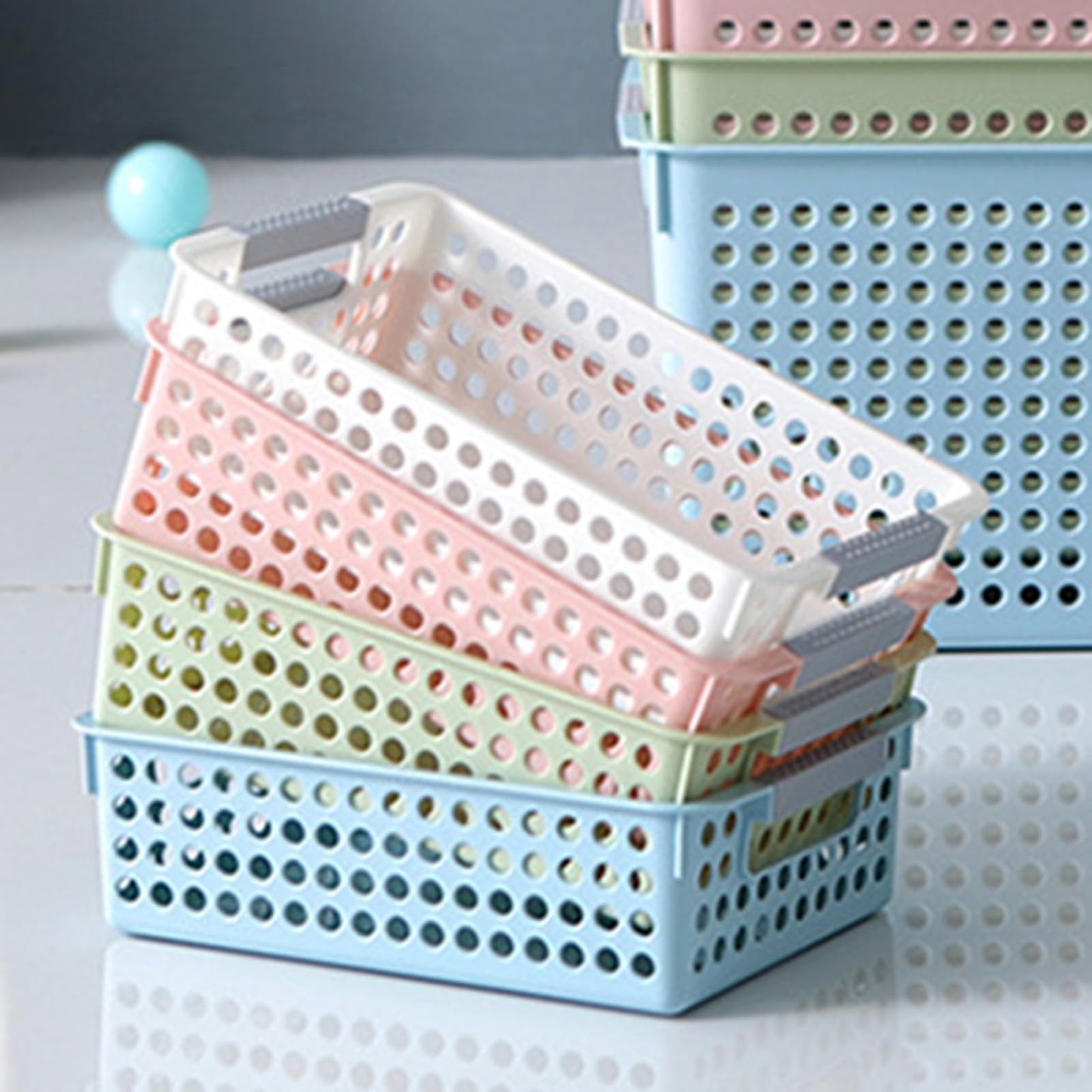 BILIKEYU Dirt Proof PP Storage Basket With Handle Simple Appearance Sundries Storage Box Household Supplies Household Packing (White, One Size)