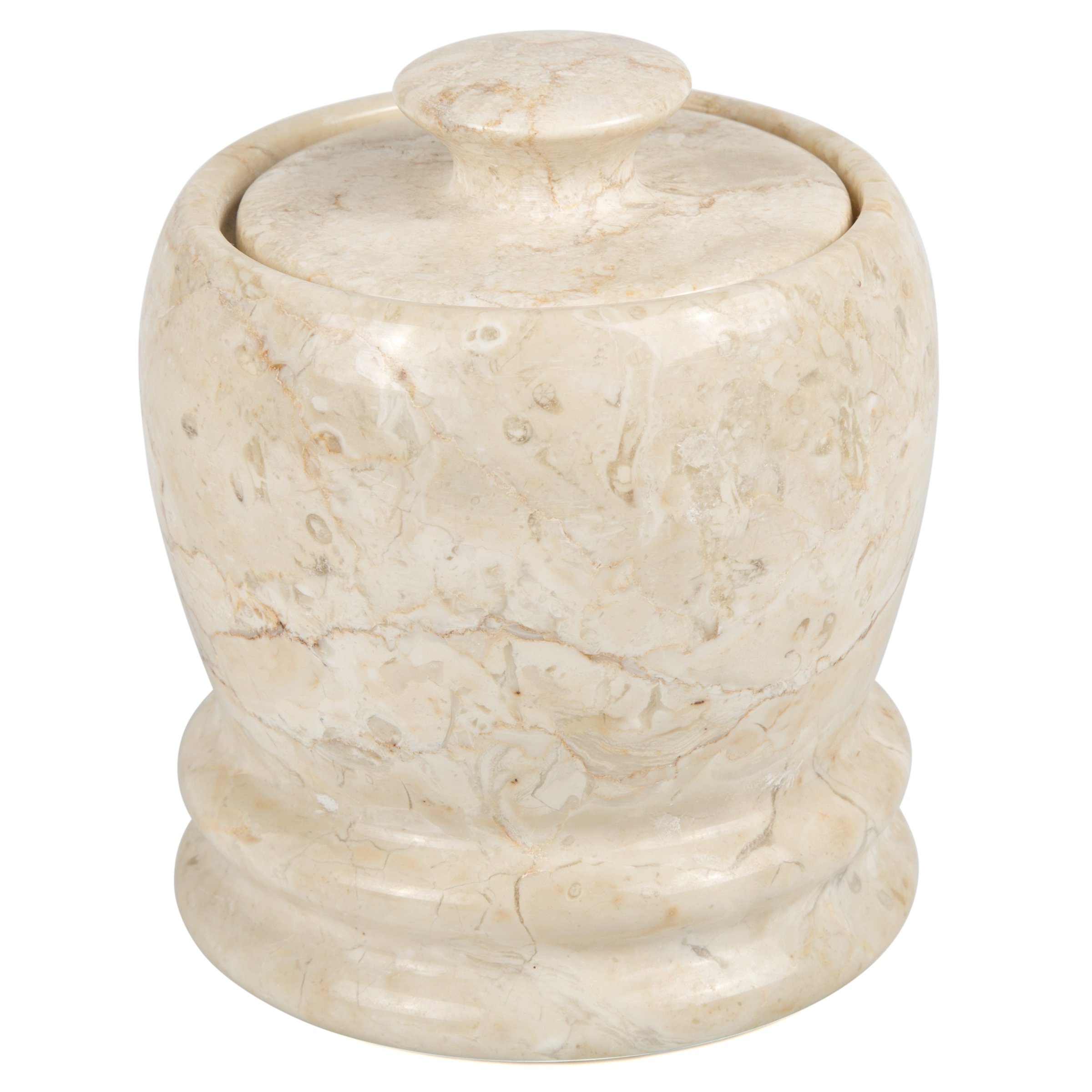 Creative Home 74198 Natural Champagne Marble Cotton Ball and Swab Holder, 3-5/8" Diam. x 4-3/4" H