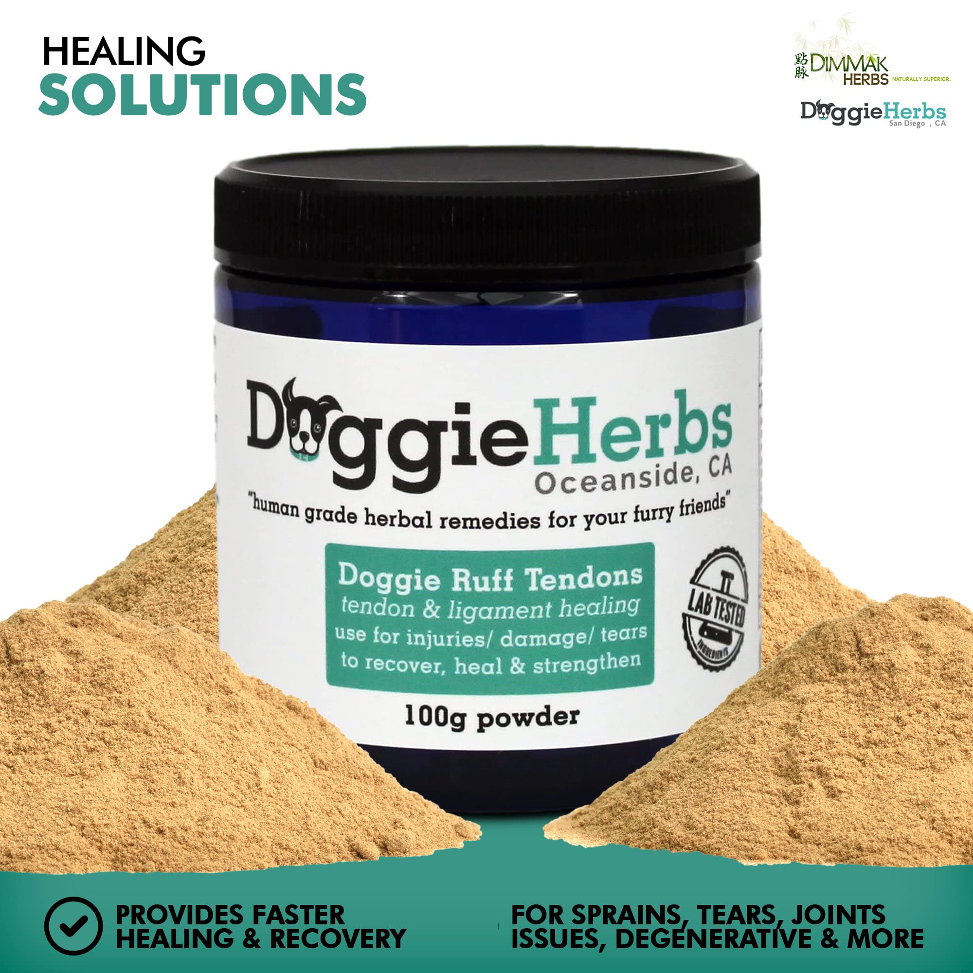 Dog Ligament and Tendon Healing - All Natural Human Grade Dog Tendon and Ligament Supplement β Powder Herbal Blend β 100g by Doggie Herbs