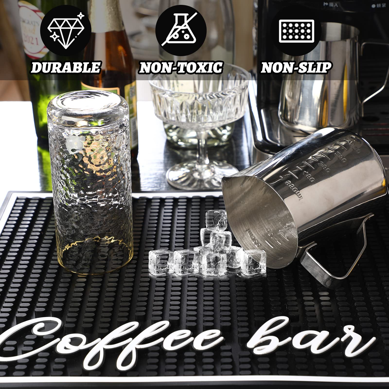 Bar Mats for Countertop Stylish 18 x 12 Inches Service Bar Mat with 1 cm Thick Bar Accessories Coffee Maker Mat for Countertops Kitchen Counter Mat Dish Drying Mat Coffee Spill Mat for Bar Restaurants