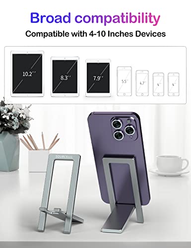 Cell Phone Stand for Desk,Adjustable Phone Stand Holder,Foldable Desk Phone Mount Stand Holder Compatible with All Mobile Phones,Portable iPhone Stand/Dock/Cradle,Versatile Phone Stand(Flat-Small)