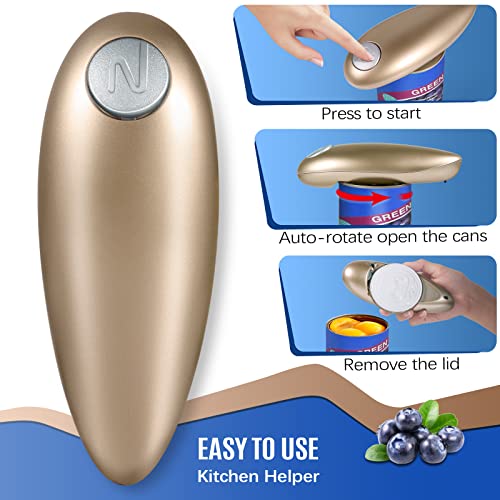 Automatic Electric Can Opener, Open Cans in One Click, Smooth Edge Handheld Hands Free Food-Safe Battery Operated Can Openers, Kitchen Gadget Gift for Chefs, Arthritis and Seniors
