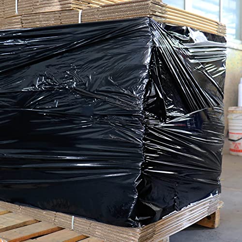 BOMEI PACK Black Stretch Wrap Industrial Strength with Plastic Handle 12" x 1000 Feet 80 Gauge 3-Pack, Black Shrink Wrap, Self-Adhering Black Plastic Wrap for Shipping, Moving