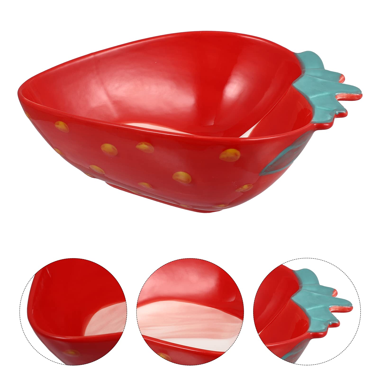 BESPORTBLE Mixing Bowls Ceramic Bowls Fruit Bowl Decorative Strawberry Shaped Bowl Serving Dish Bowl Appetizer Dessert Candy Bowl Baking Bowl for Pasta Salad Cereal Soup Glass Cereal Bowls