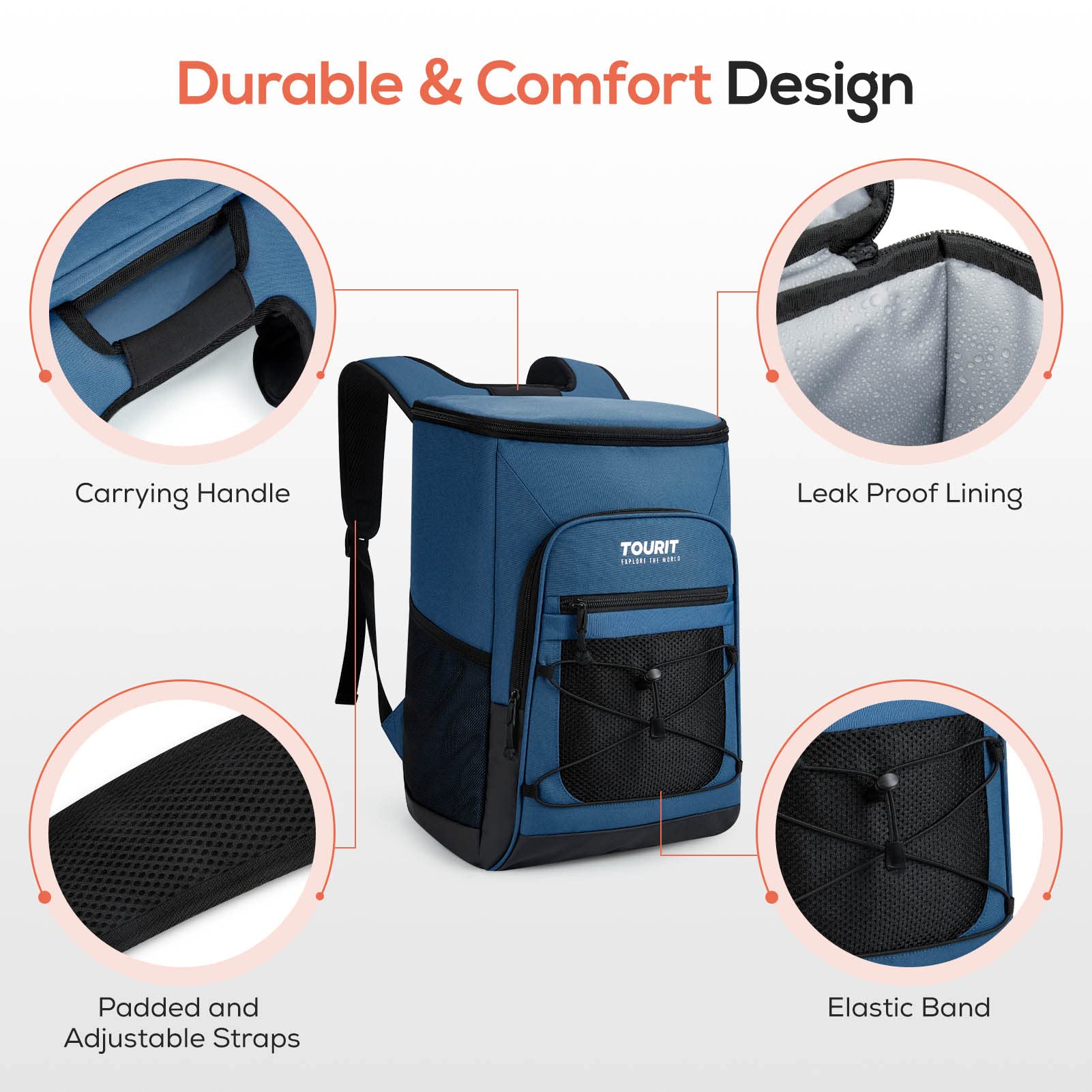 TOURIT Cooler Backpack Insulated 33 Cans Leakproof Backpack Cooler Lightweight for Picnics, Camping, Hiking, Beach, Trip