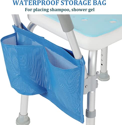BlessReach Easily Assembled Portable Shower Chair Seat, Adjustable Shower Bench, Shower Lift Chair with Arms. (Blue)…