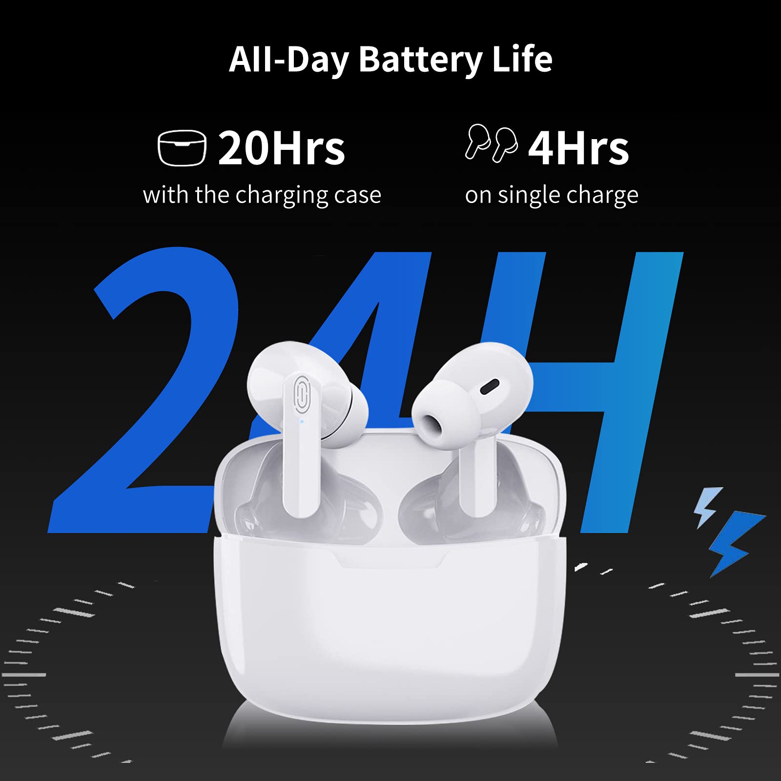 Wireless Earbuds Bluetooth 5.0 Headphones Noise Canceling Ear Buds Earphone with Charging Case 3D Stereo Auto Pairing Built-in Mic 24H Play Time Bluetooth Earplugs for iOS Android