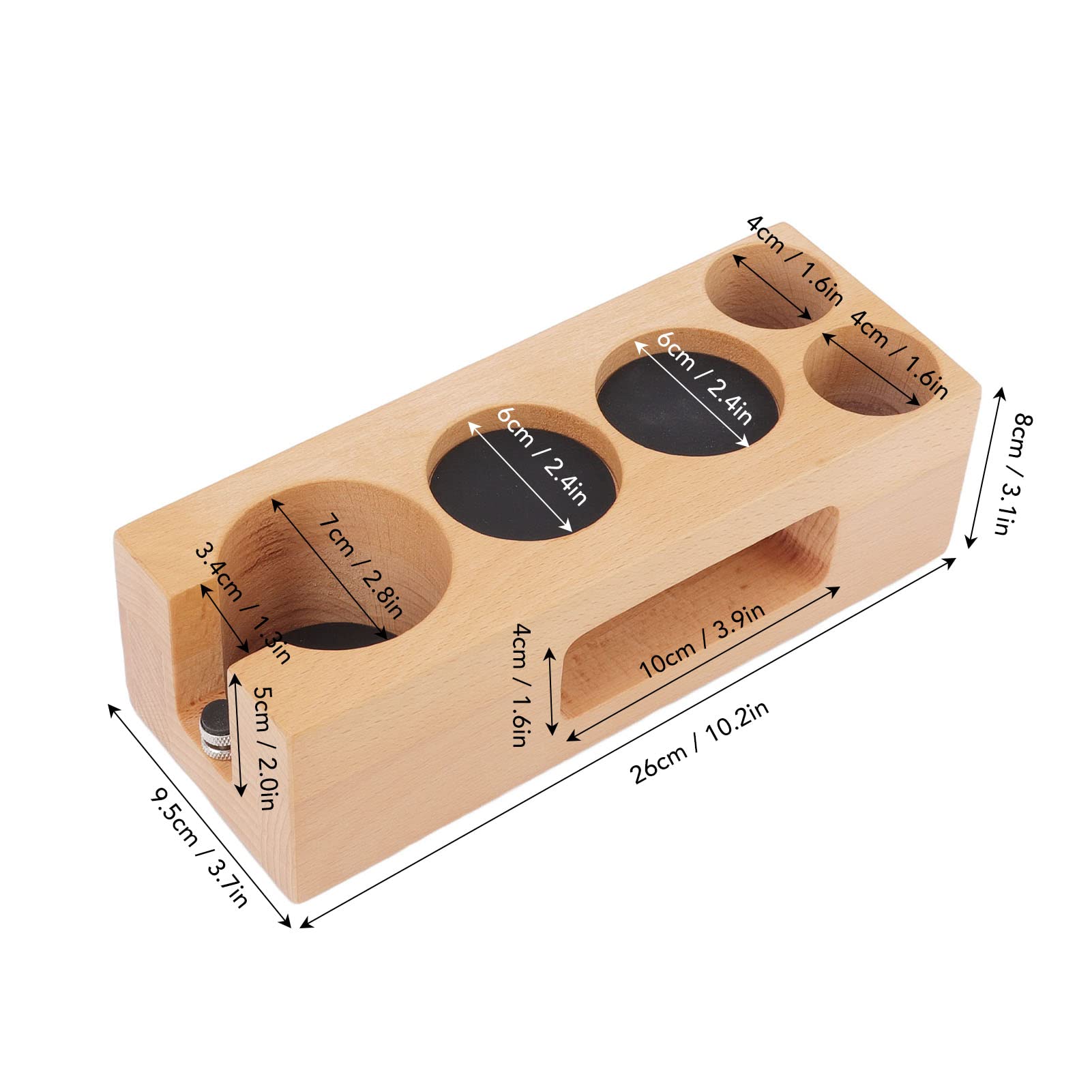 Coffee Tamper Holder, Wooden Non Slip Coffee Tamping Espresso Station for Cafe Home(L)
