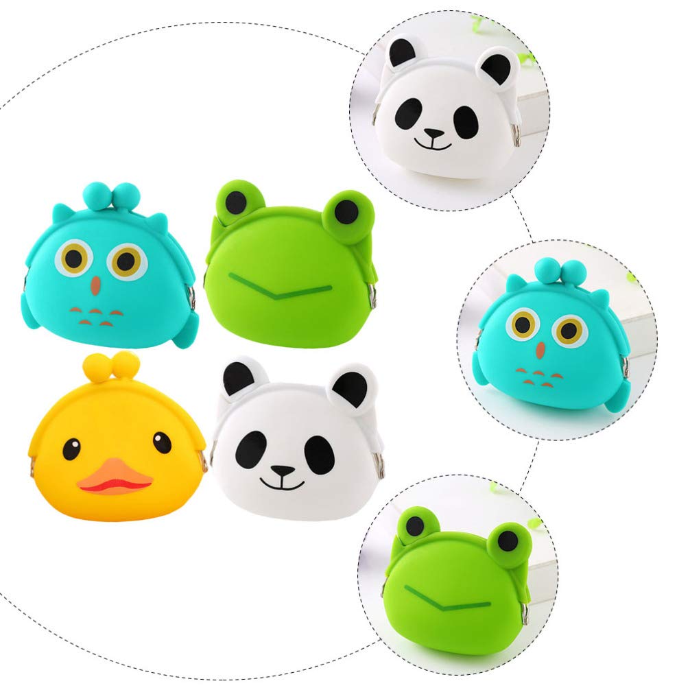 Mini Cute Silicone Coin Bag: Kids Cartoon Animal Change Pouch Small Silicone Purse for Children Toddlers Coin Change Earphone Container 4pcs Random Style
