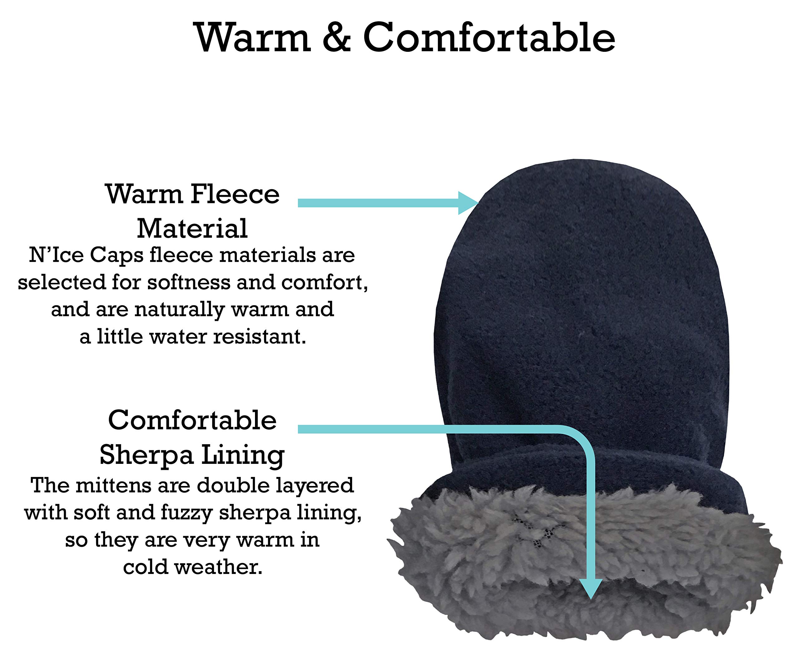 N'Ice Caps Baby Toddler Mittens Kids 2 Pairs Fleece Gloves Winter Warm Sherpa Lined Pack (Black/Navy Pack - Infant No Thumbs, 6-18 Months)