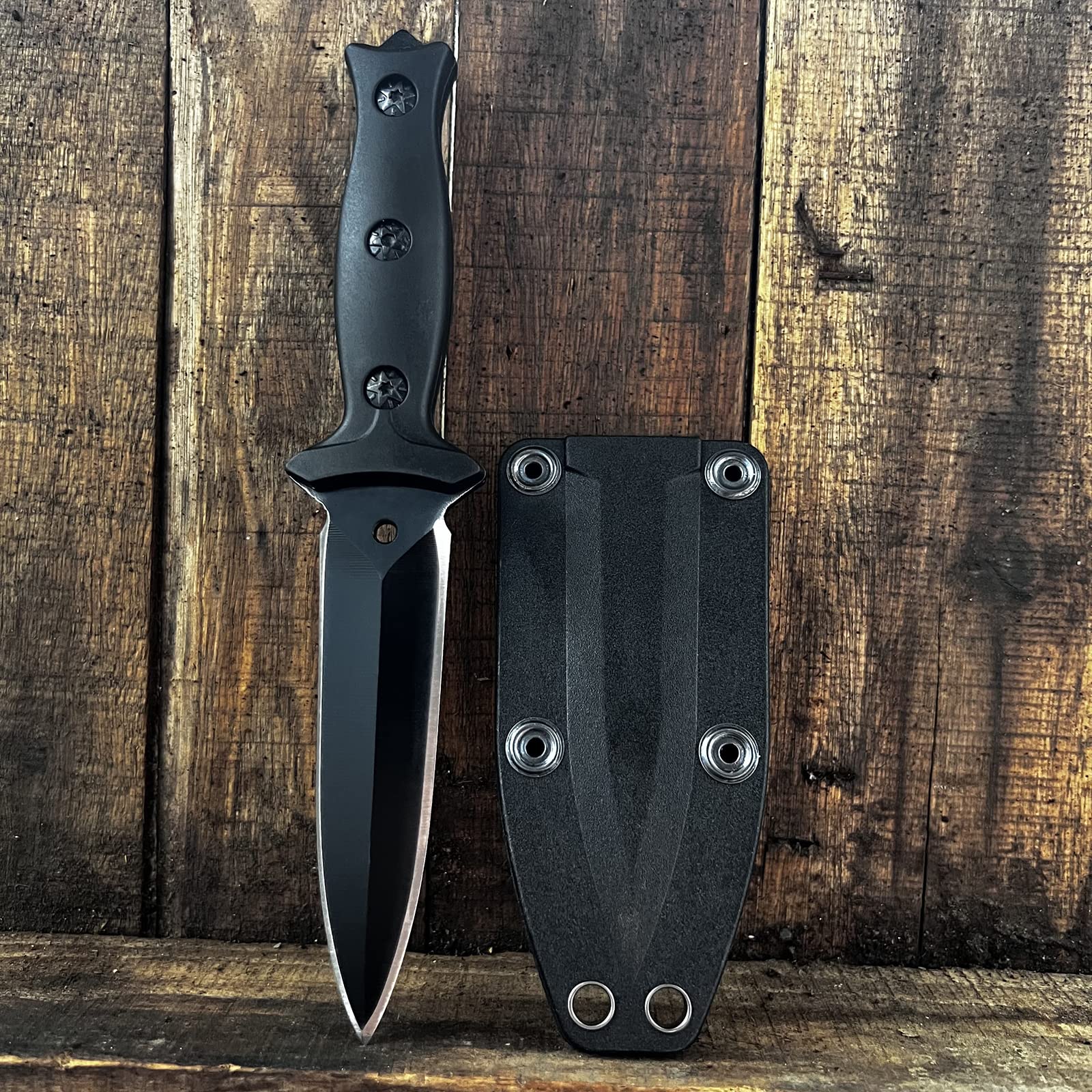AULAKNIV Double Edge Fixed Blade Full Tang Tactical Knife with Sheath, Glass Breaker, Dual Edge Camping Survival Hunting Knives for Men