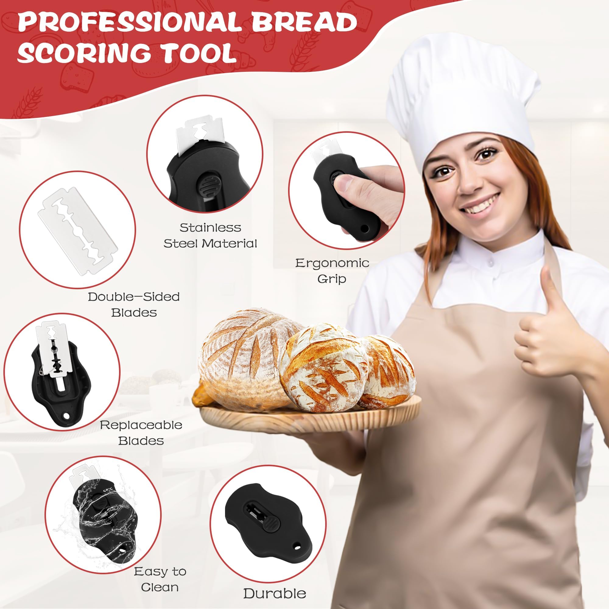 Black Magnetic Bread Lame Slashing Tool Dough Scoring Tool with 5 Razor Blades, Professional Bread Lame for Dough, Sourdough Bread Baking & Bread Making Tools