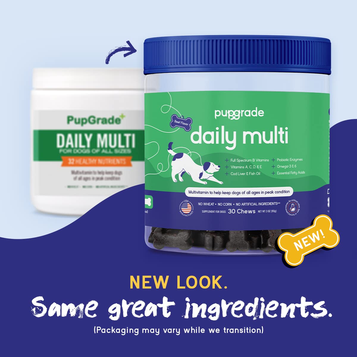 PupGrade 2-Pack Daily Multivitamin & Digestive Support Supplement for Dogs - All-in-One Formula for Digestive, Immune System, Skin & Coat Health- with Probiotics, Prebiotics, Enzymes - Made in USA - 9