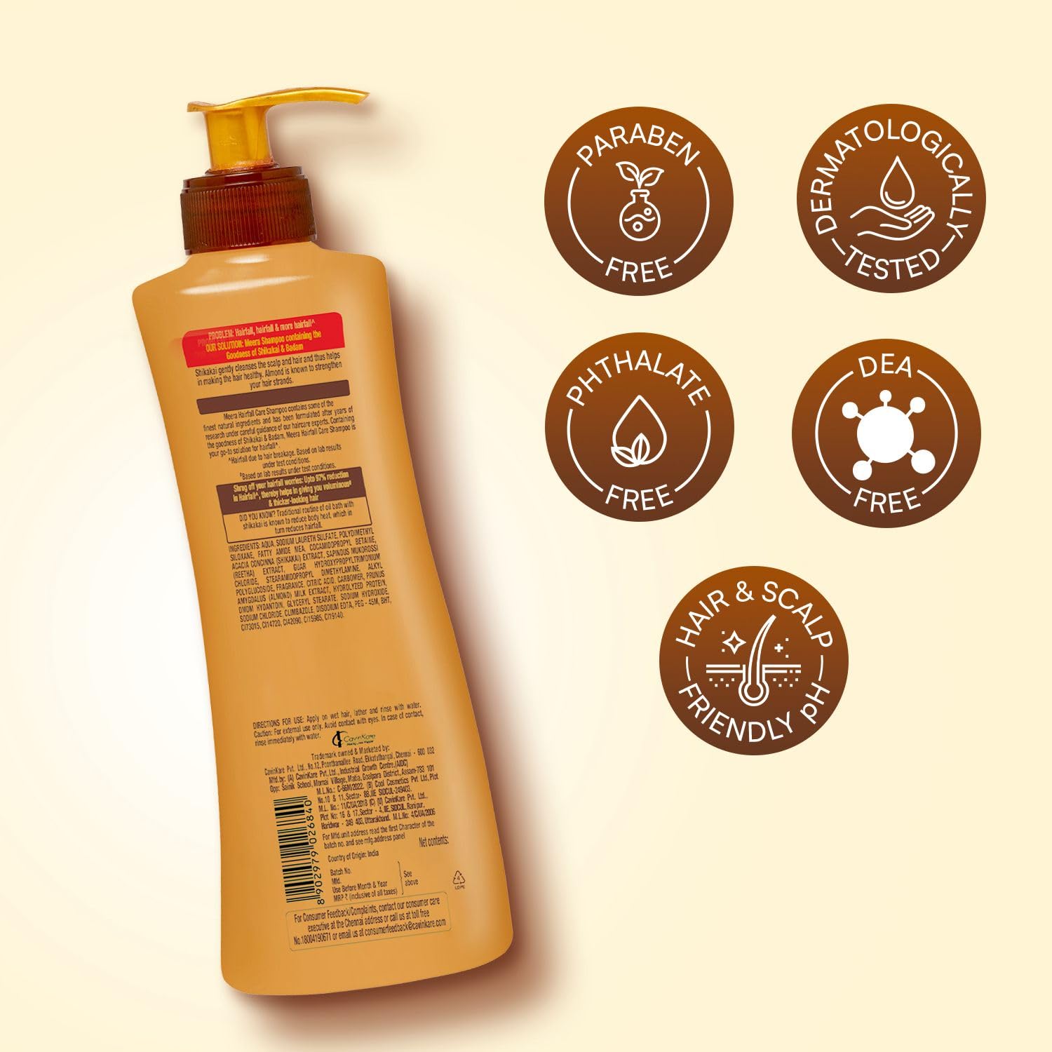Meera Hairfall Care Shampoo with Shikakai and Badam (Acacia and Almond) 340 milliliter