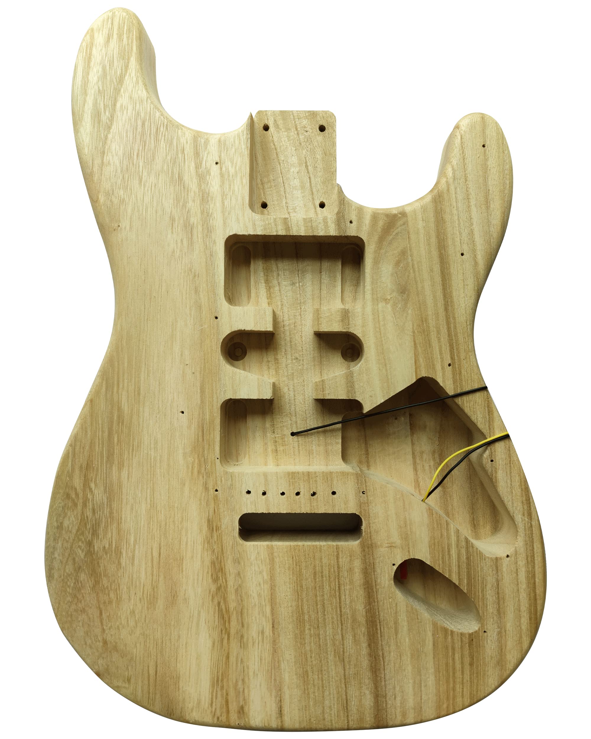 HENGYEE DIY Electric Guitar Kits Strat Style Beginner Kits 6 String Right Handed with Paulownia Body Maple Neck composite ebony Fingerboard Chrome Hardware Build Your Own Guitar. (HY-ST01)