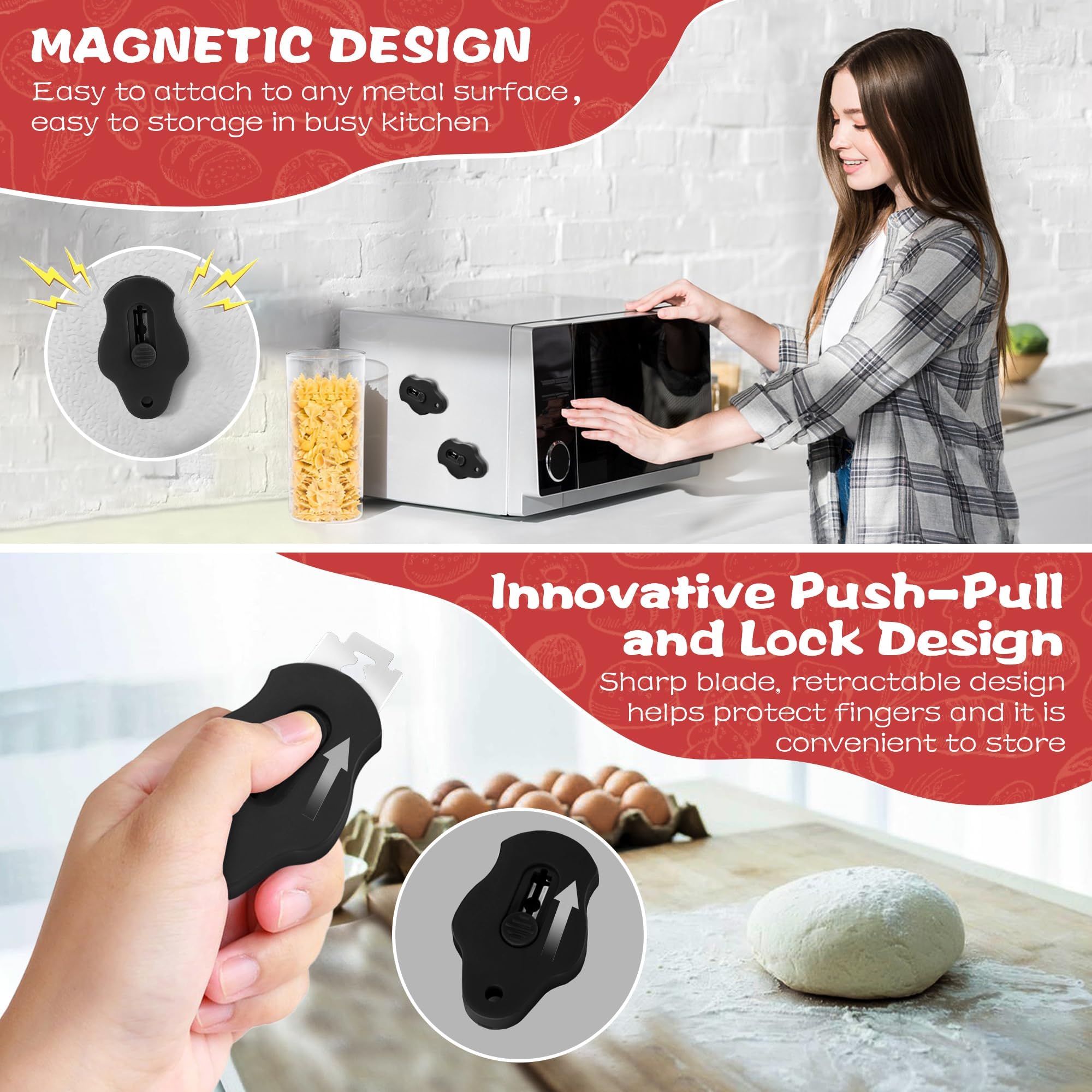 Black Magnetic Bread Lame Slashing Tool Dough Scoring Tool with 5 Razor Blades, Professional Bread Lame for Dough, Sourdough Bread Baking & Bread Making Tools