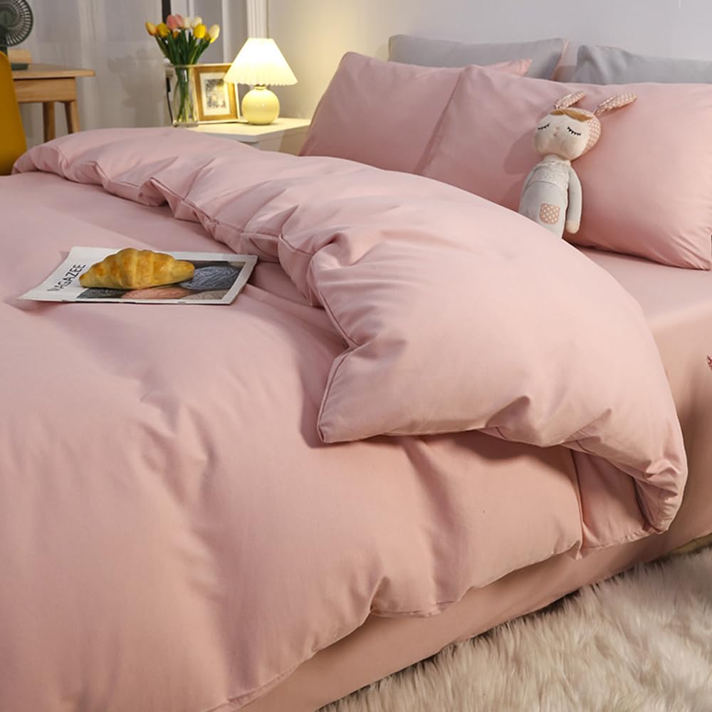 CLOTHKNOW Pink Queen Comforter Set 3Pcs Dusty Rose Bedding Comforter Sets Girls Women Comforter Blush Queen Comforter Muave Queen Size Comforter Sets