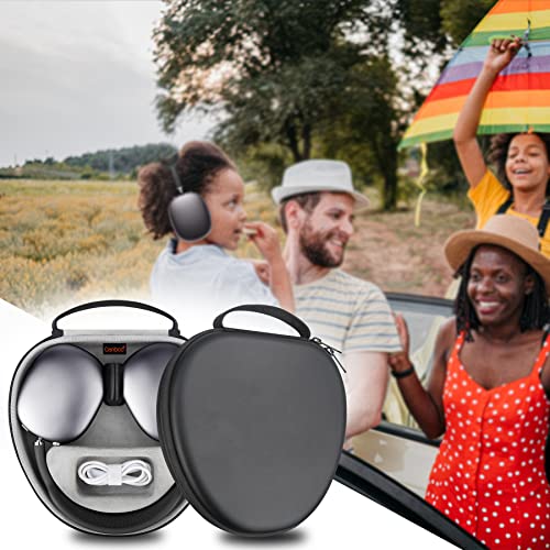 Canboc Hard Case for New Apple AirPods Max Headphone Supports Sleep Mode,Travel Carrying Storage AirPods Max Bag, Extra Space fits Cable, Charger, Black