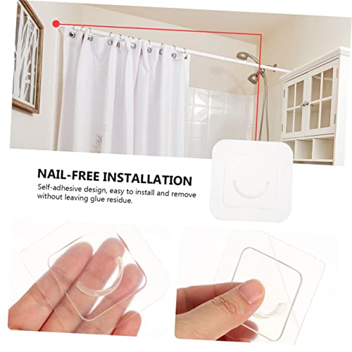 DECHOUS 3pcs Hook Bracket Shower Curtains Hooks Wall Mounted Holder Shower Curtain Holder Adhesive Curtain Rod Holders Shower Rod Mount Retainer Curtain Rod Support Shower Rod Holder Abs