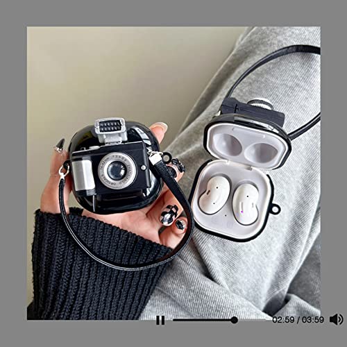 Compatible with Samsung Galaxy Buds2 pro(2022)/Galaxy Buds Live/Galaxy Buds pro/Galaxy Buds 2 Charging Box,3D Camera Can Light Up Silicone Earphone Case with Keychain