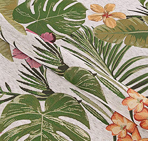 Couristan Dolce Flowering Fern Ivory-Hunter Green Indoor/Outdoor Area Rug, 5'3" x 7'6"
